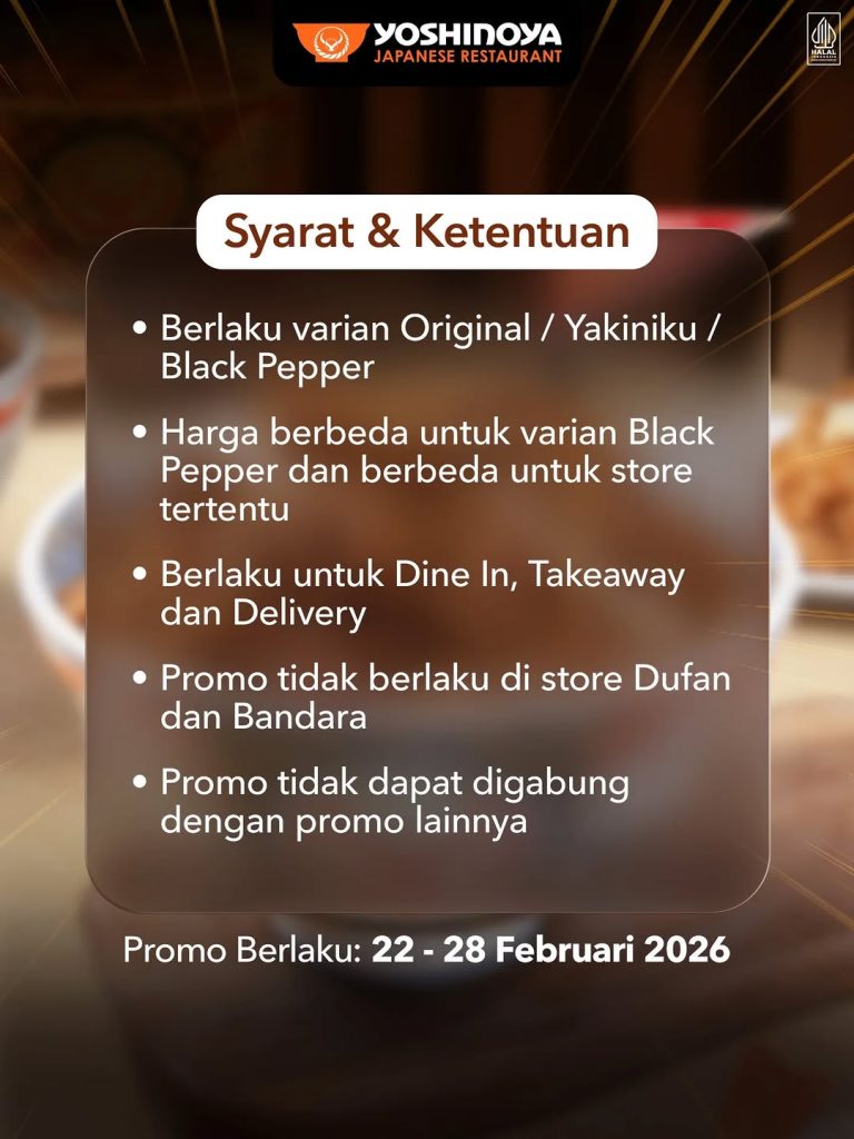 Promo Yoshinoya Payday Diskon 50% Double Beef Bowl Berlaku 22–28 ...